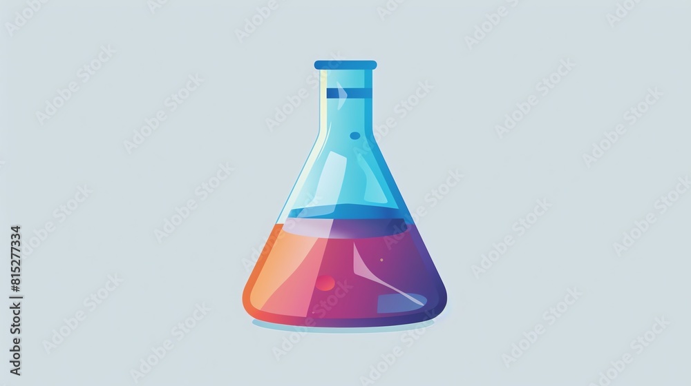 Conical flask flat design, side view, flask theme, water color, Triadic ...