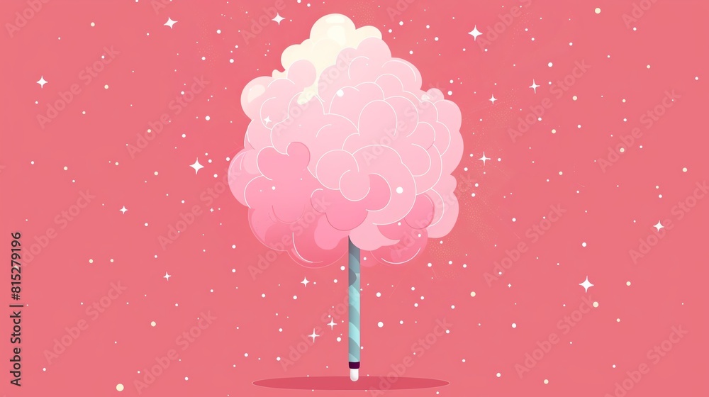 Giant cotton candy flat design, top view, cotton candy theme, animation ...