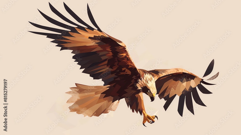 Golden eagle flat design, side view, eagle theme, animation ...