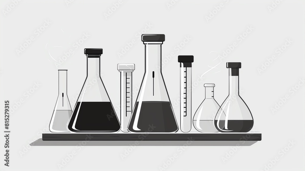 Measuring flask flat design, front view, flask theme, cartoon drawing ...