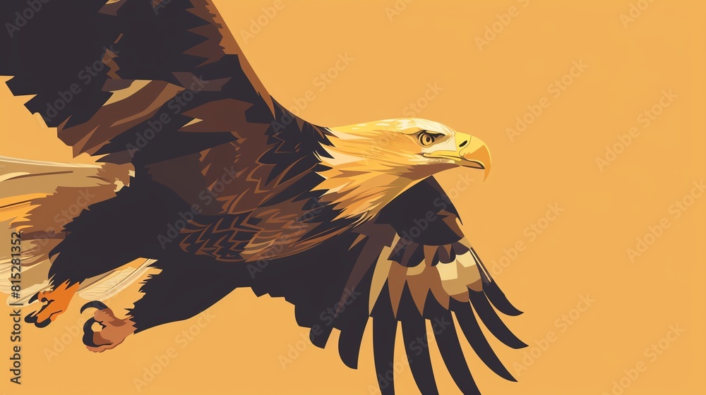 Golden eagle flat design, side view, eagle theme, animation ...
