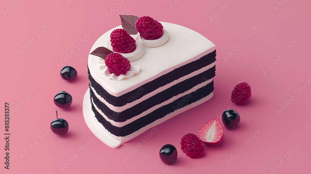 Layered cake flat design, top view, cake theme, 3D render ...