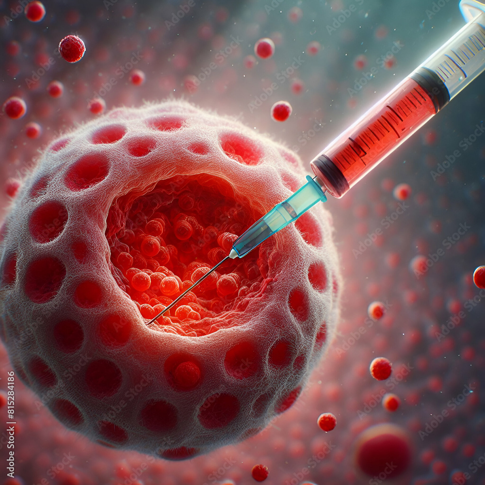 Needle Syringe Injection Red Liquid Biopsy Sample Collection Procedure ...