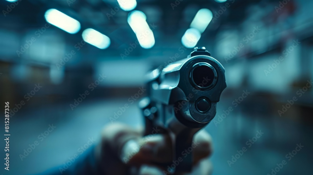 Visualize a police officer behind the scenes at a shooting range ...