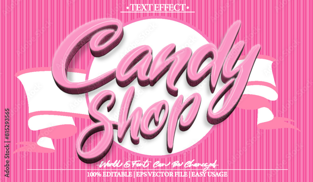 Candy Shop Vector Text Effect Editable Alphabet Pink Sweet Vintage ...