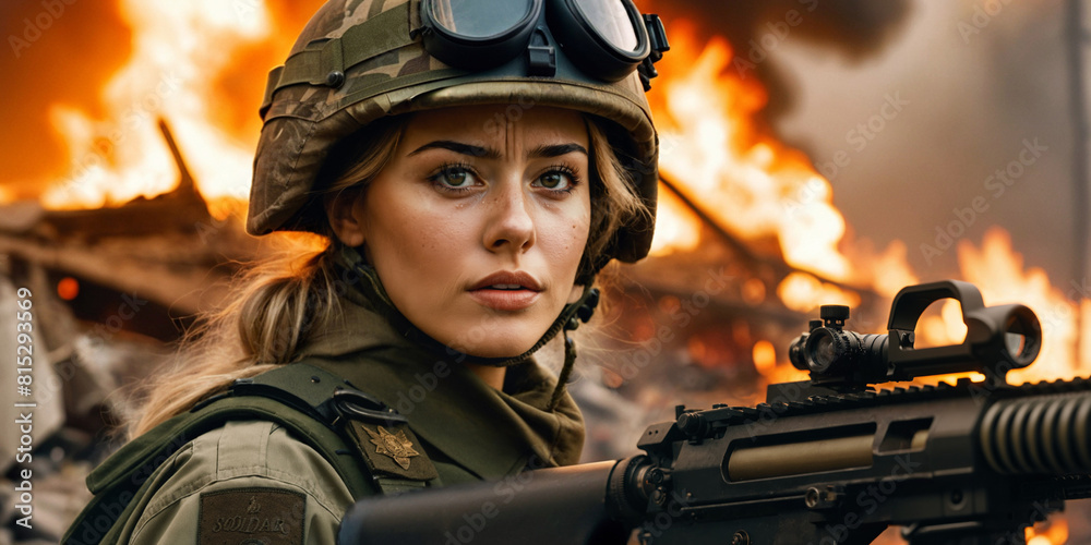 anxious soldier, fear and fear, horrors of war, having to face ...