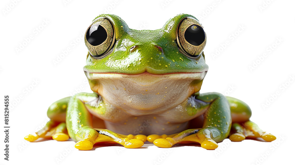 Bright green frog with big eyes isolated on transparent background.PNG ...