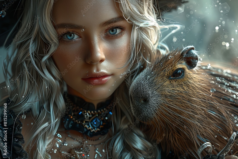 Magical Girl and Spooky Cute Capybara Witch Detailed Full Body ...