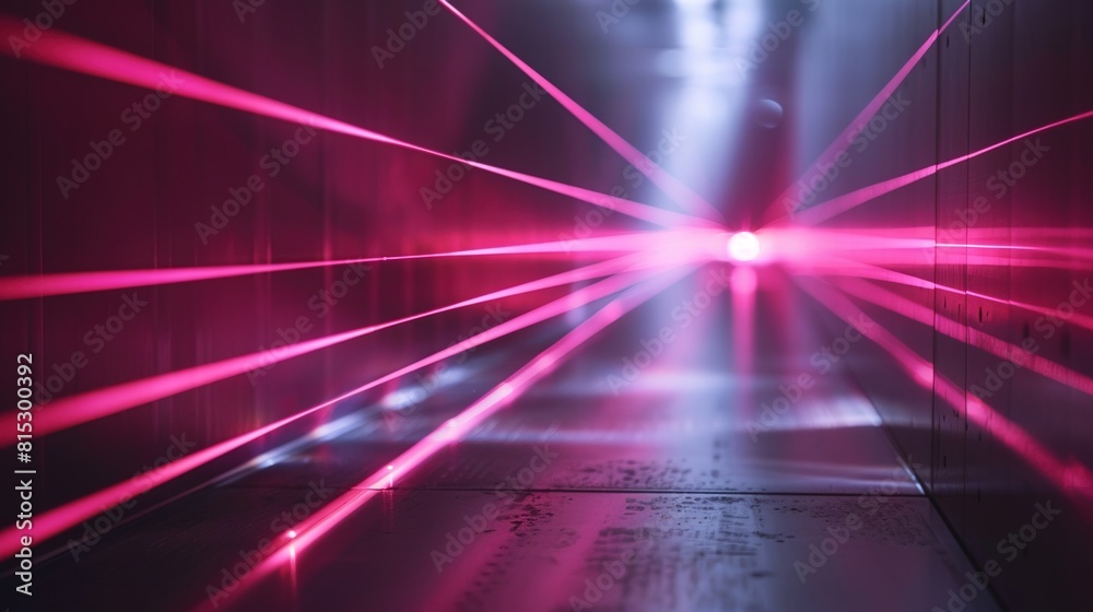 Laser beams converging in a controlled environment, demonstrating ...