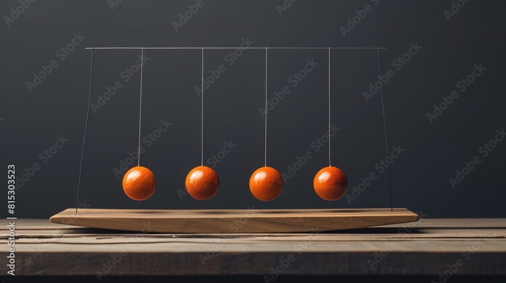 Newton's cradle in motion, illustrating principles of conservation of ...