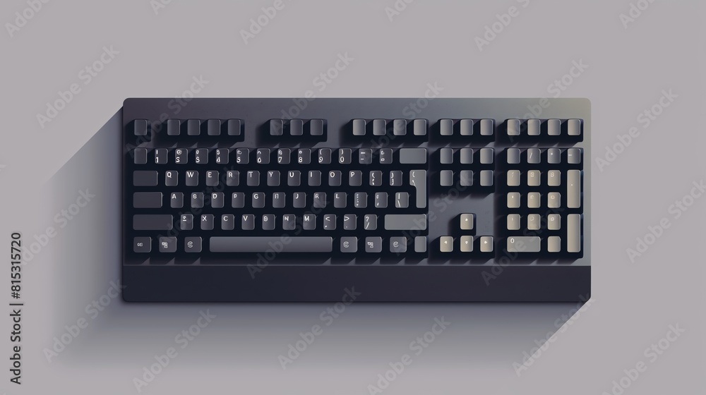 Computer keyboard flat design side view, input theme, water color ...