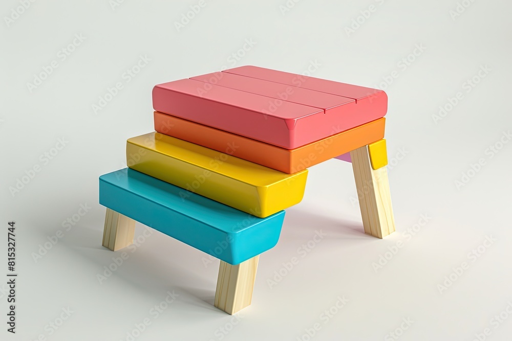 Step stool Design for Kid Room Isolated on white background Stock ...