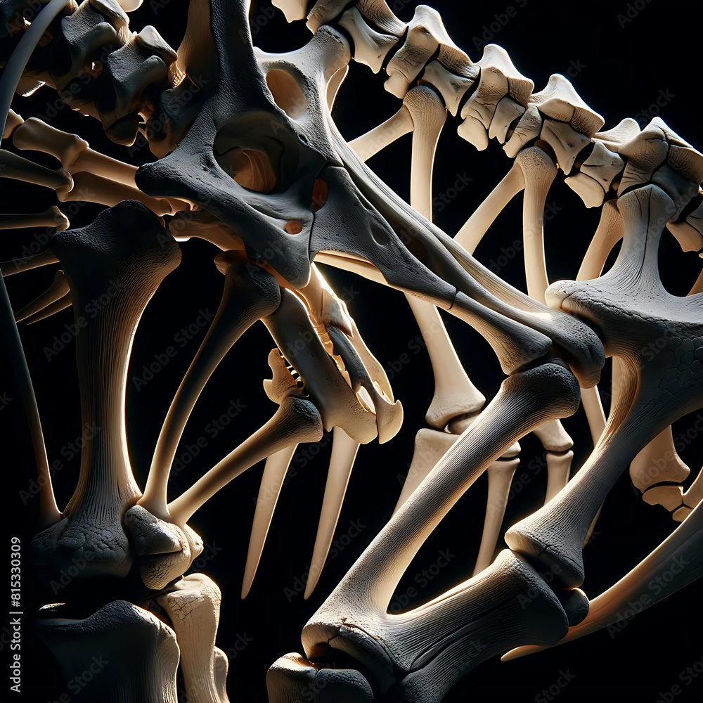 Articulated bones of the Triceratops dinosaur, image focusing on the ...