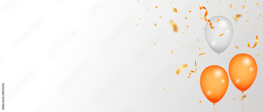 Celebration party banner with orange color balloons background ...