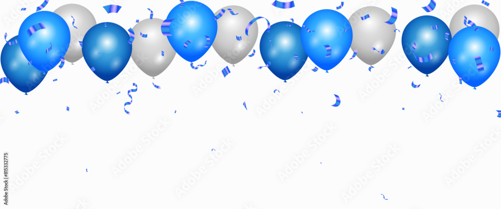 Celebration party banner with Blue color balloons background. Blue and ...