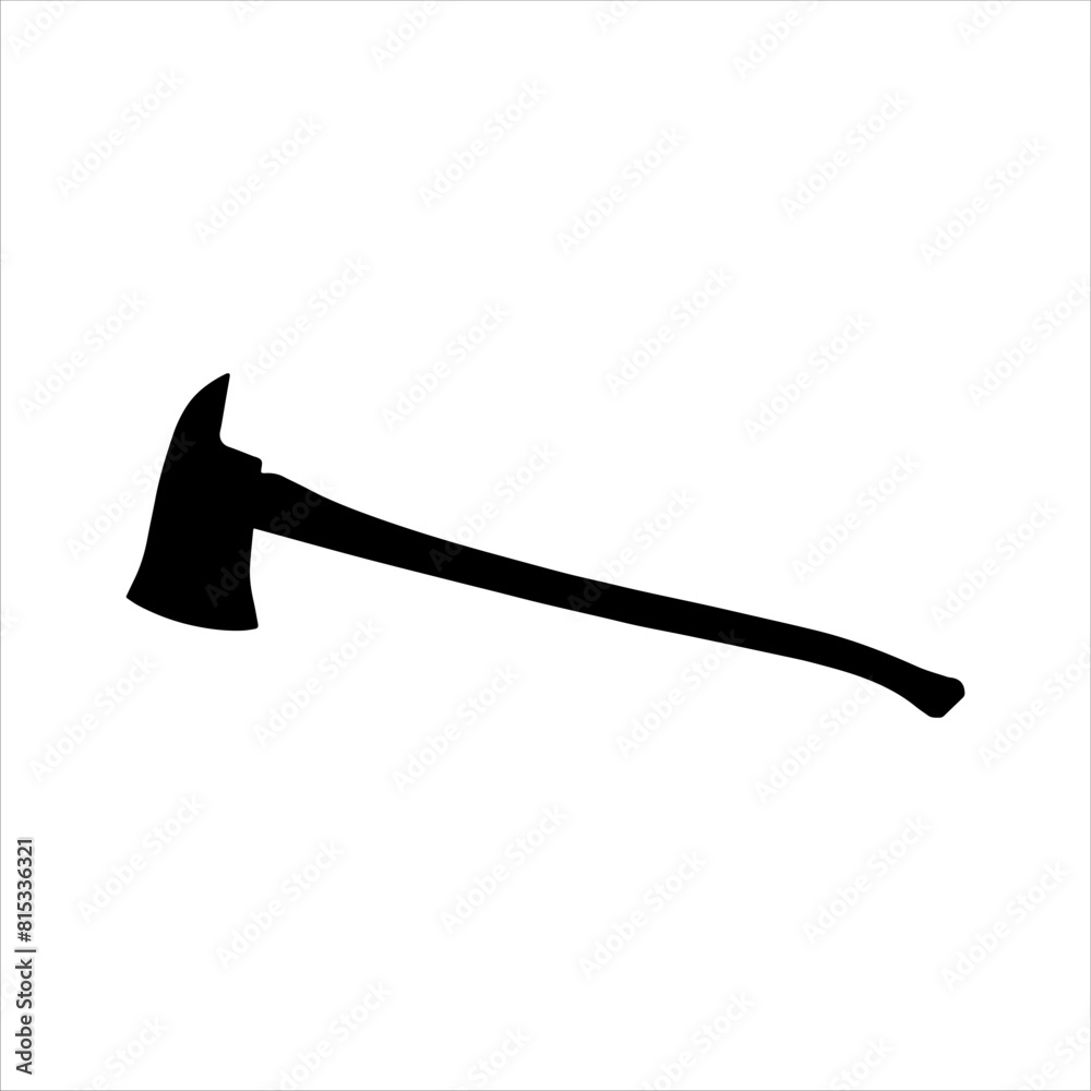 Black fire axe silhouette isolated on white background. Fire axe icon ...