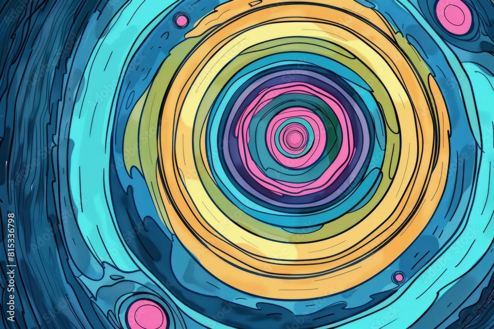 Cartoon cute doodles of a series of concentric circles expanding ...