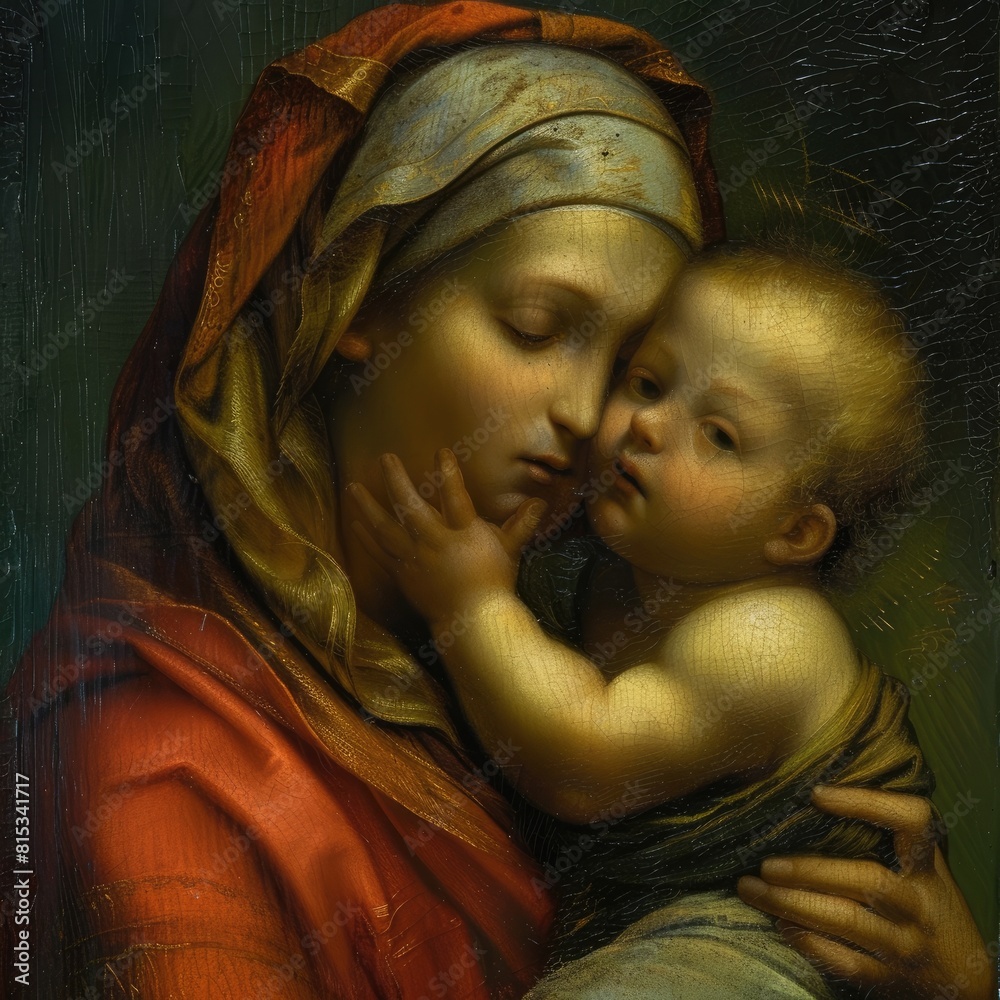 Divine maternal bond, the icon of Blessed Mary and Baby Jesus Christ ...