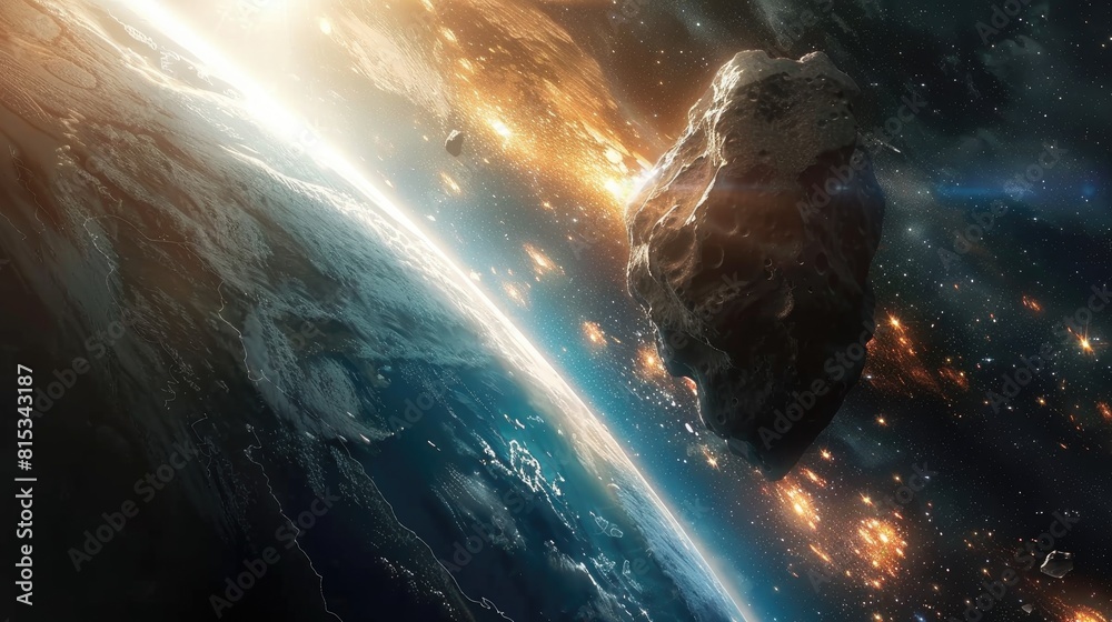 A giant asteroid floating in outer space poses a potential threat to ...