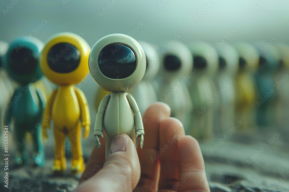3D finger puppets for futuristic storytelling, front view, Narrative ...