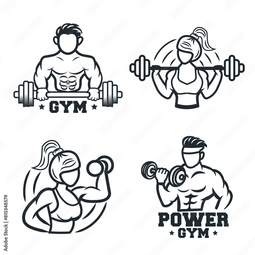 Set of Sport and fitness logo Design . Gym Logo Icon Design Vector ...