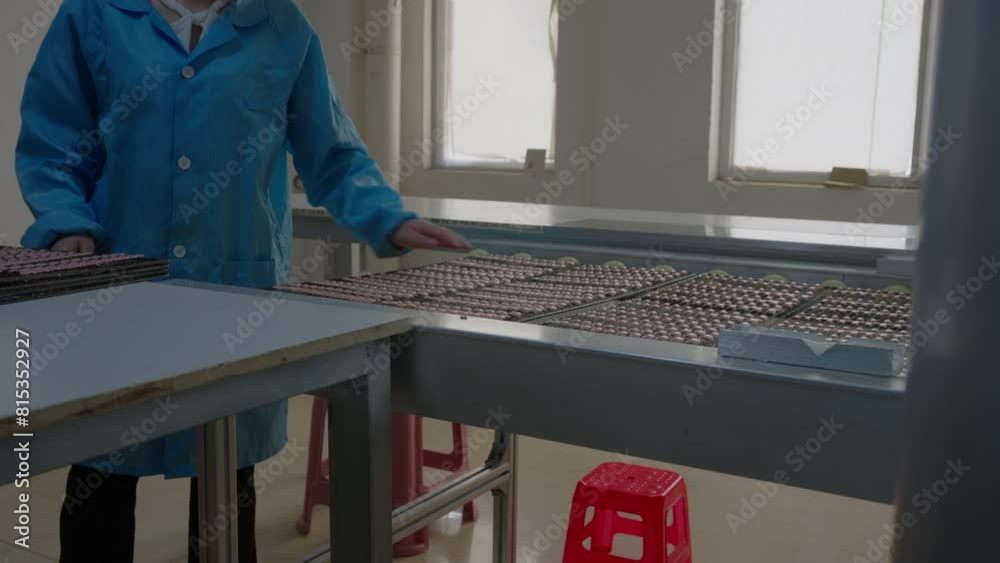 Production line in a Chinese artificial nail factory. Machine-made ...