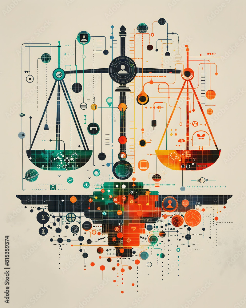Design a thought-provoking graphic illustrating a scale weighing the ...