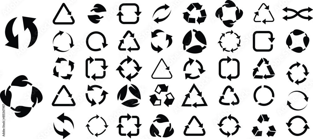 Set of Recycle Fill icons. An arrow that revolve endlessly Reuse ...