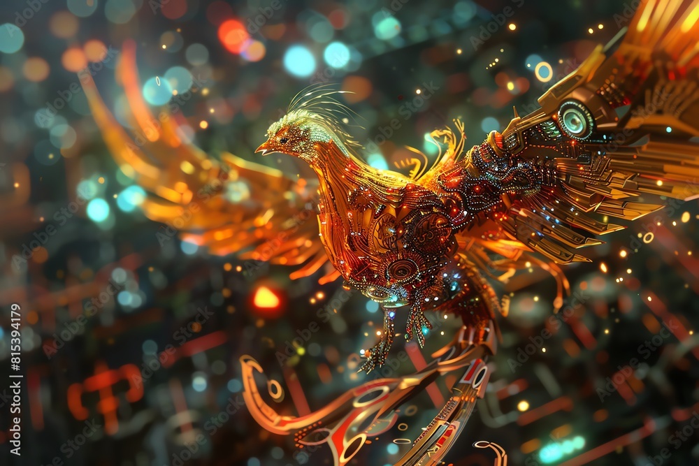 A dreamlike fusion of gears and circuitry from a birds eye view, where ...