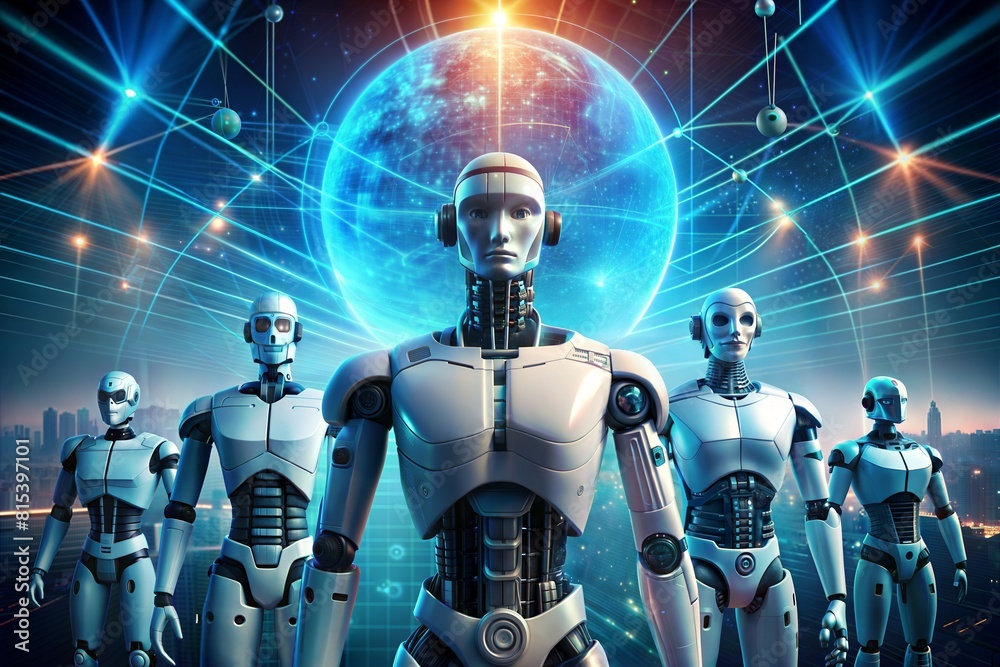 Artificial Intelligence Concept: Visual representations of AI technologies, such as futuristic ...