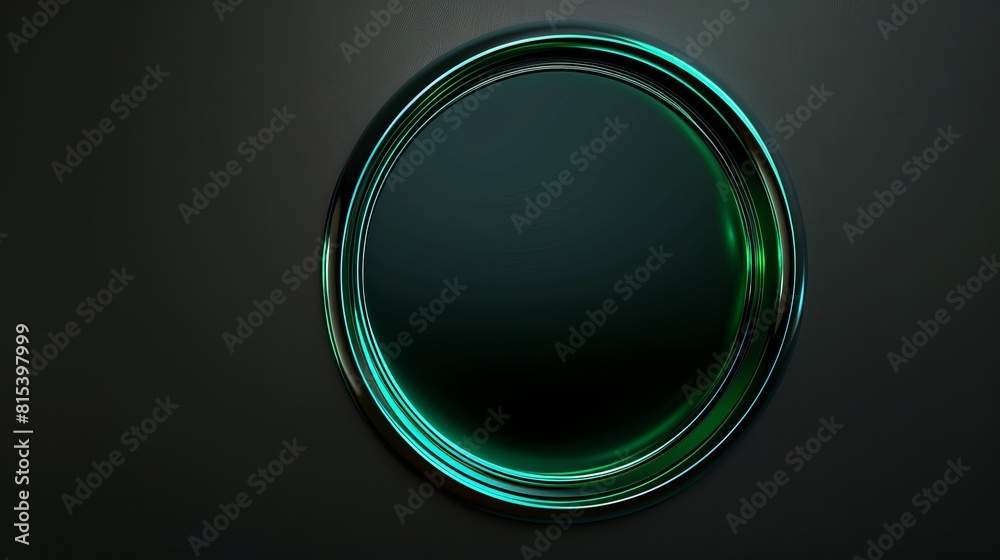 Metallic 3D image of a classic green metallic circle on a sparkling ...