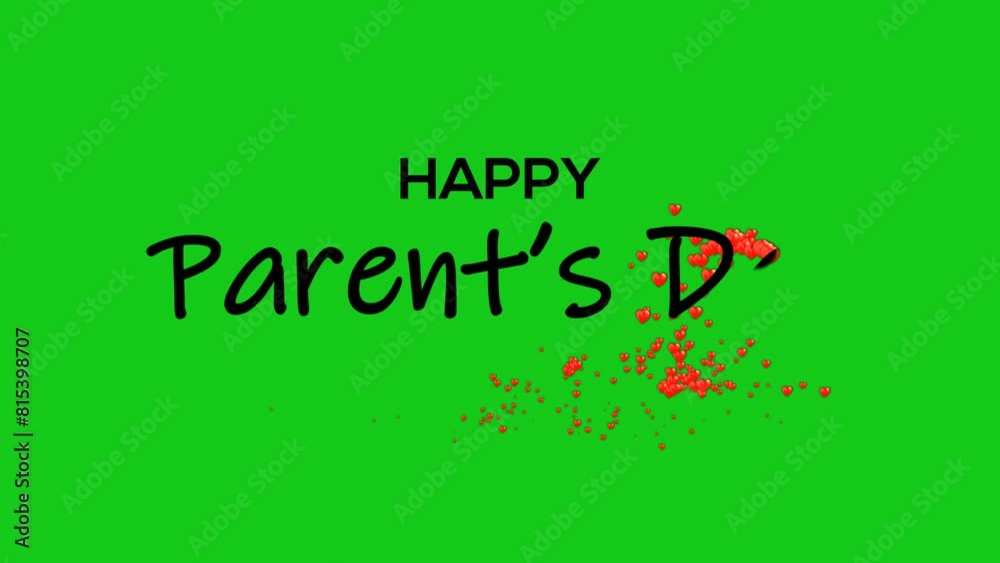 happy Parents' Day Animation Text with hearts sprinkle effect on green ...