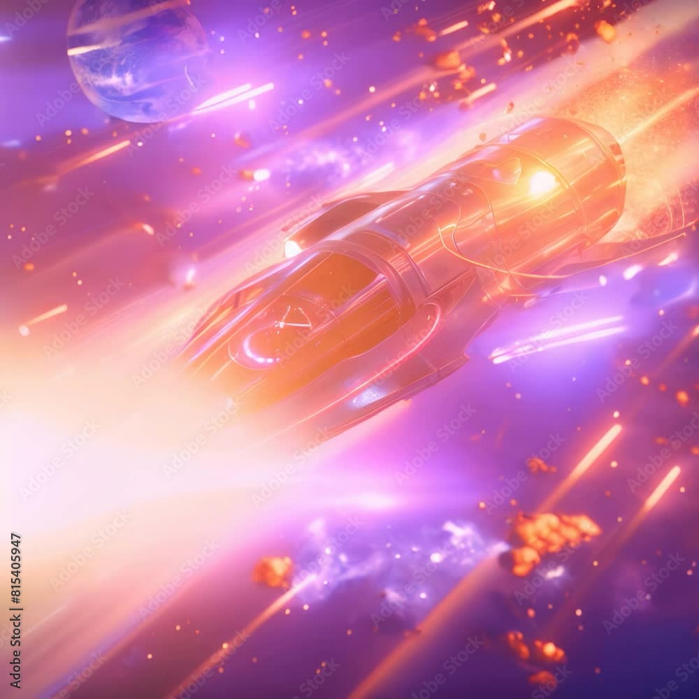 Galactic express delivery pod racing past planets, closeup of the pod ...