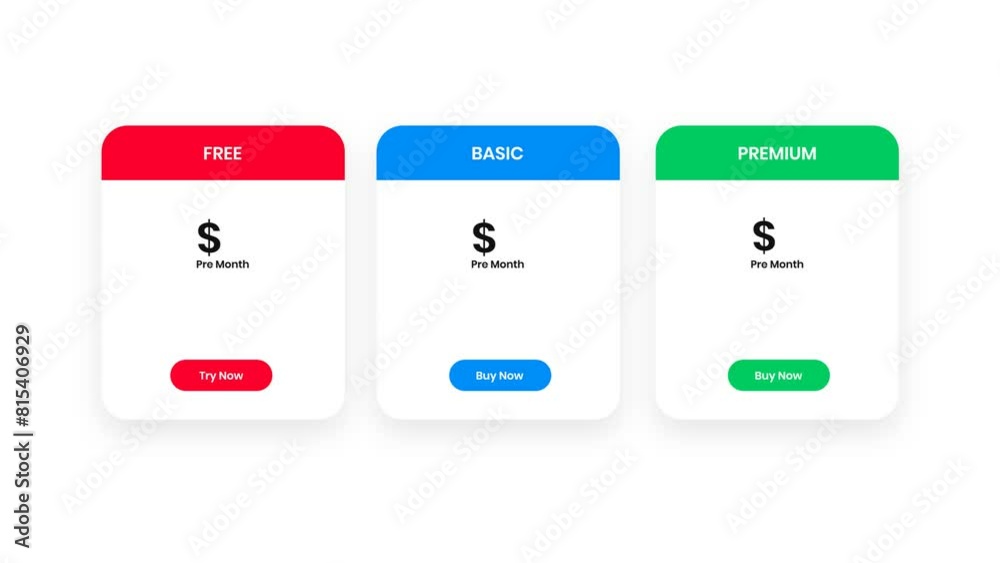 Pricing table digitally animated price table of the dashboard ...