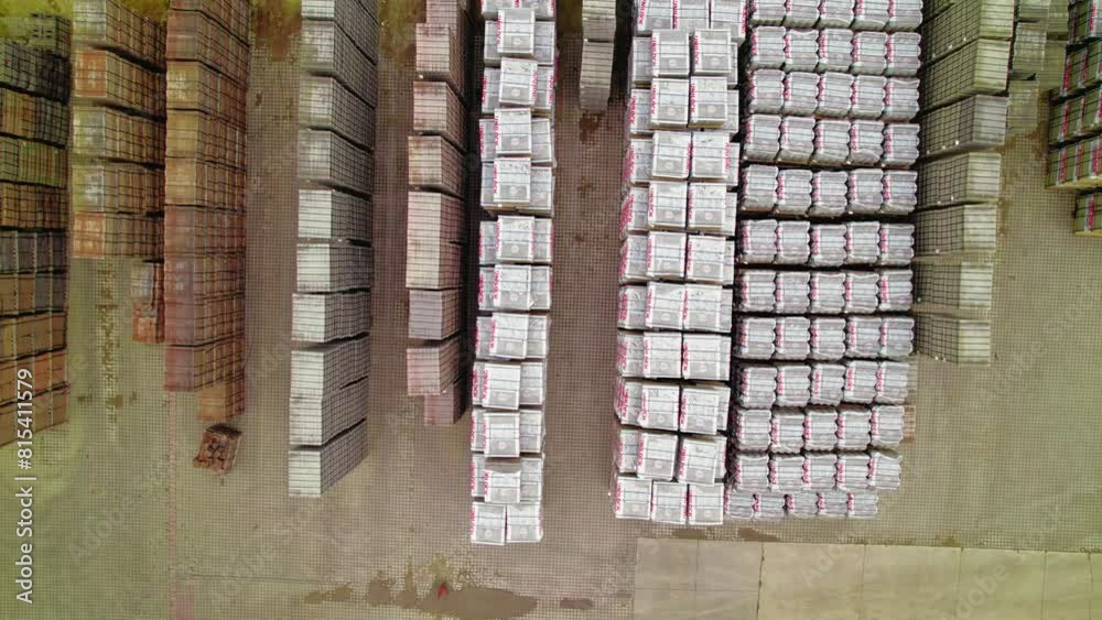 Top down aerial of Stacks of Pavers and Slabs, Permeable and Driveway ...