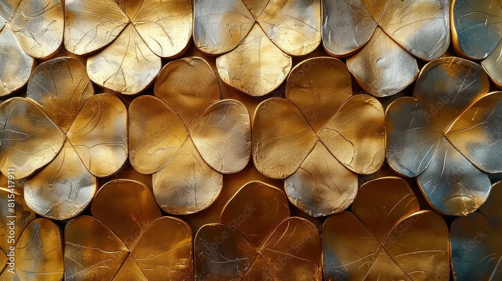 Elegant gold clover leaf pattern on a ceramic tile, minimal style Stock ...