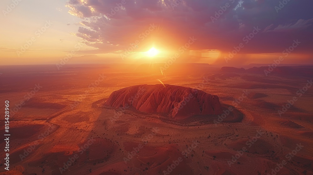 Foto de Aerial view of Uluru (Ayers Rock) in Australia, with its ...