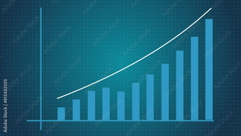 2D Motion Graphic Animation Digital Blue Bar Chart Illustrating ...