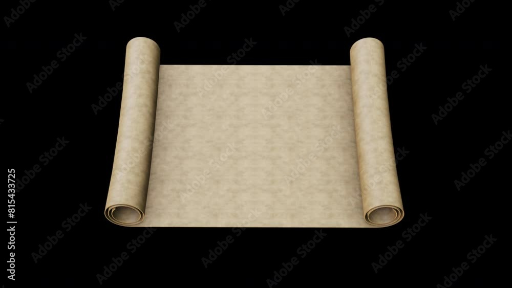 Old Scroll paper animation open and close on transparent background ...