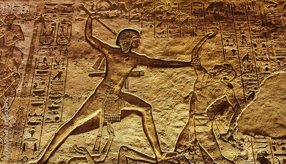 Poster Famous wall bas relief with a scene from the Battle of Kadesh in ...