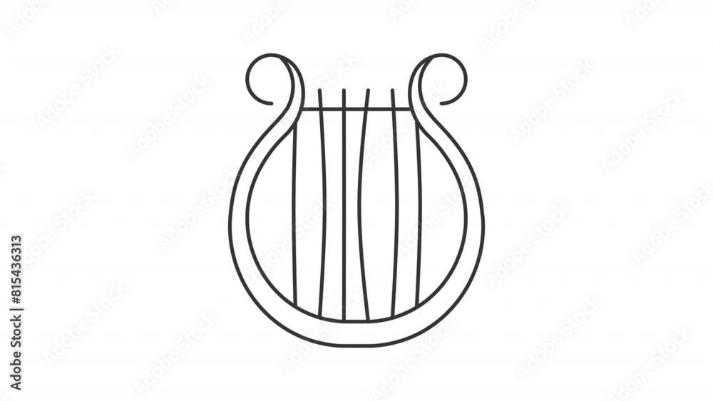 Animated lyre icon. Greek musical instrument line animation. Strings ...