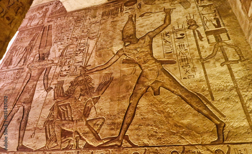 Famous wall bas relief with a scene from the Battle of Kadesh in 1274 ...