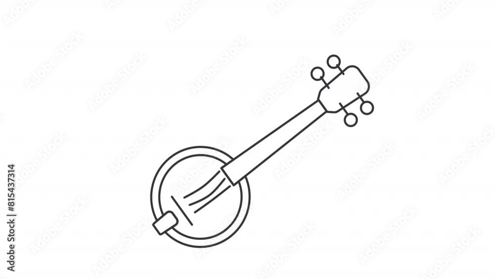 Animated banjo icon. Cultural music instrument line animation. Guitar ...