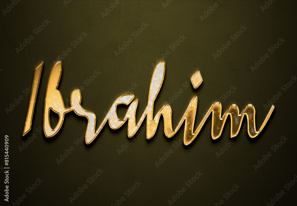 Old gold text effect of Arabic name Ibrahim with 3D glossy style Mockup ...