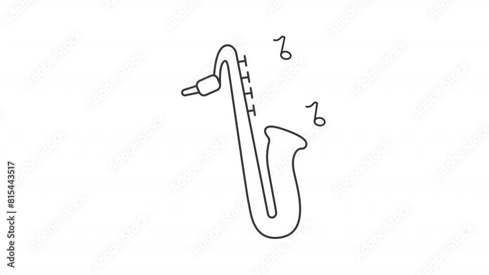 Vidéo Stock Animated saxophone icon. Jazz music instrument line ...