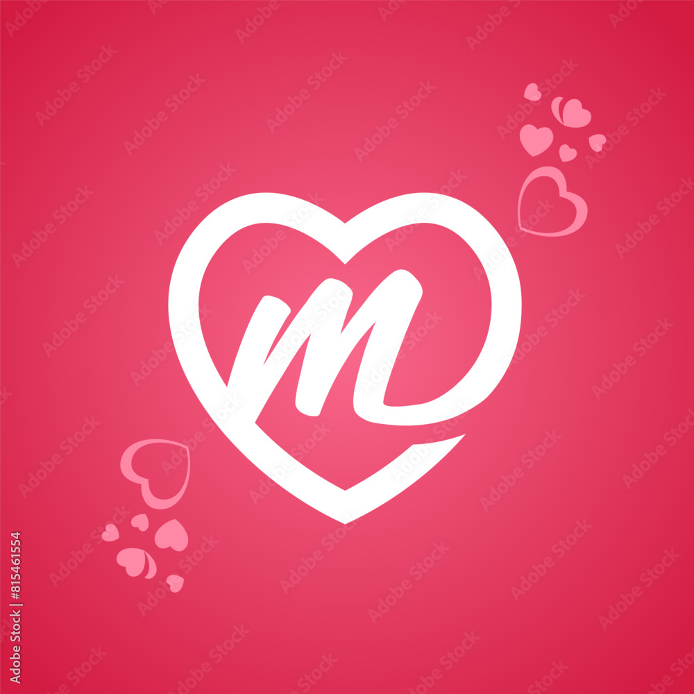 Heart and Letter m intertwined together or M written inside heart's ...