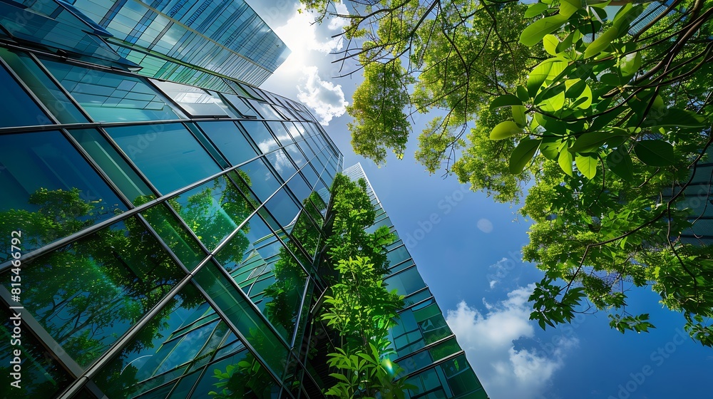 Ecofriendly building in the modern city Sustainable glass office ...