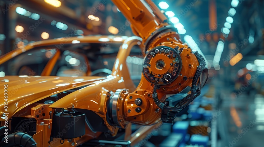 Robot mechanic installing advanced navigation systems in vehicles side ...