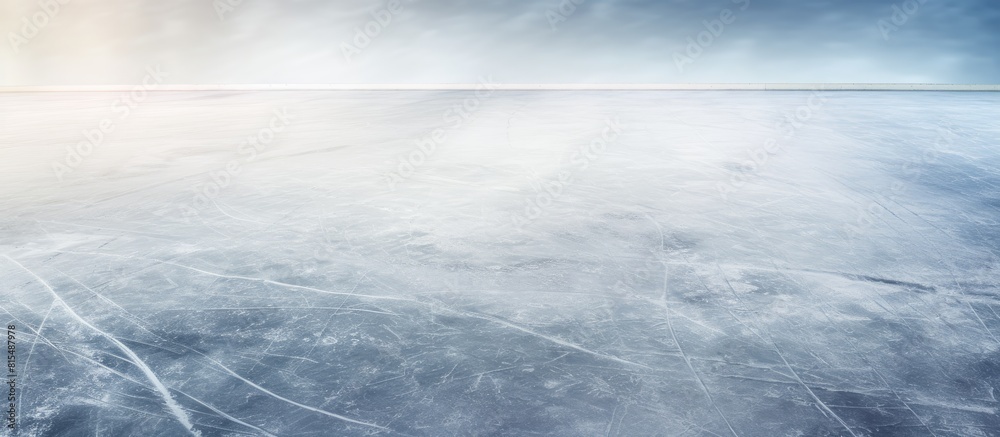 The ice surface of the skating rink is marked with numerous skating ...