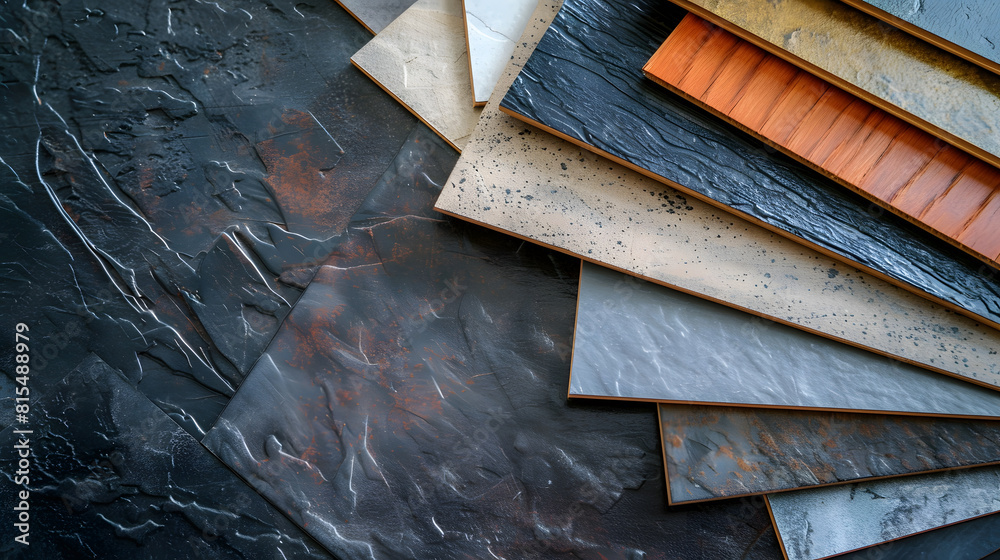 home interior material samples selection contains brushed stainless ...